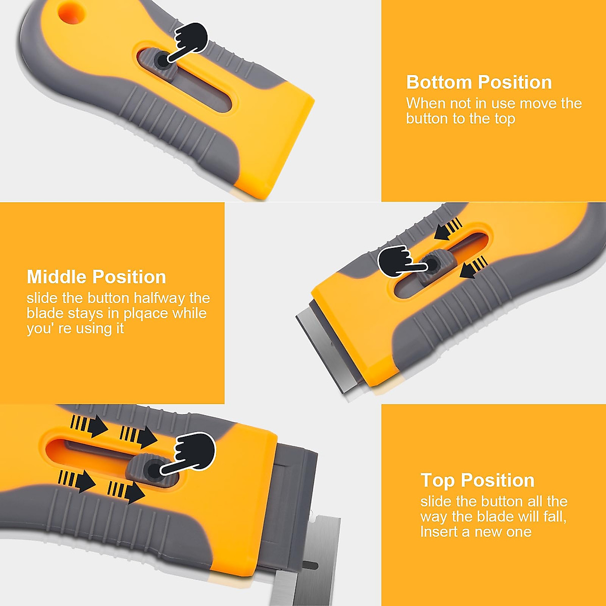 Razor Blade Scraper Tool with 15pcs Extra Blades, Multi-Surface Glass Stove Top Scraper for Paint, Window, Old Label, Decal Sticker, Ceramic Cooktops, Ovens