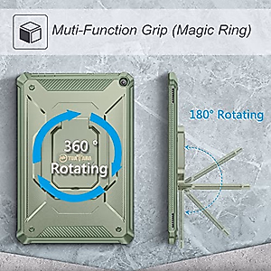 Fintie Case for Amazon Fire HD 10 & Fire HD 10 Plus (11th Generation, 2021 Release) - [Tuatara Rotating] Multi-Functional Grip Carry Stand Cover w/Built-in Screen Protector, Sage Green