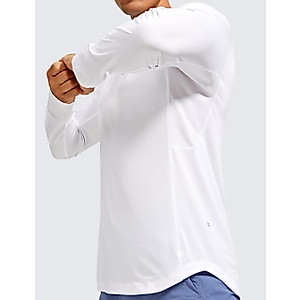 CRZ YOGA Lightweight Long Sleeve Shirts for Men Moisture Wicking Quick Dry Shirt Workout Running Basic Tee Tops White Large