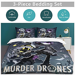 PANKOOCLUB Murder Drones Three Piece Bedding Soft Cute Bed Suit with 1 Duvet Cover and 2 Pillowcases 86""x70"", Style-4