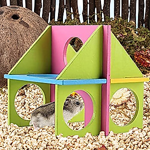 Hamster Toys,Wooden Playround Exercise Gym Toy for Small Animal,Dwarf Hamsters Accessories