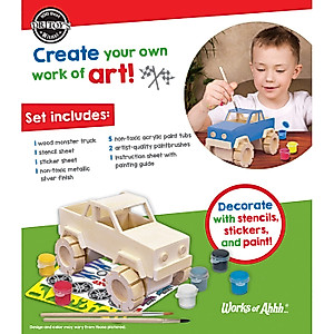 Works of Ahhh... Craft Set - Monster Truck Premium Wood Paint Kit
