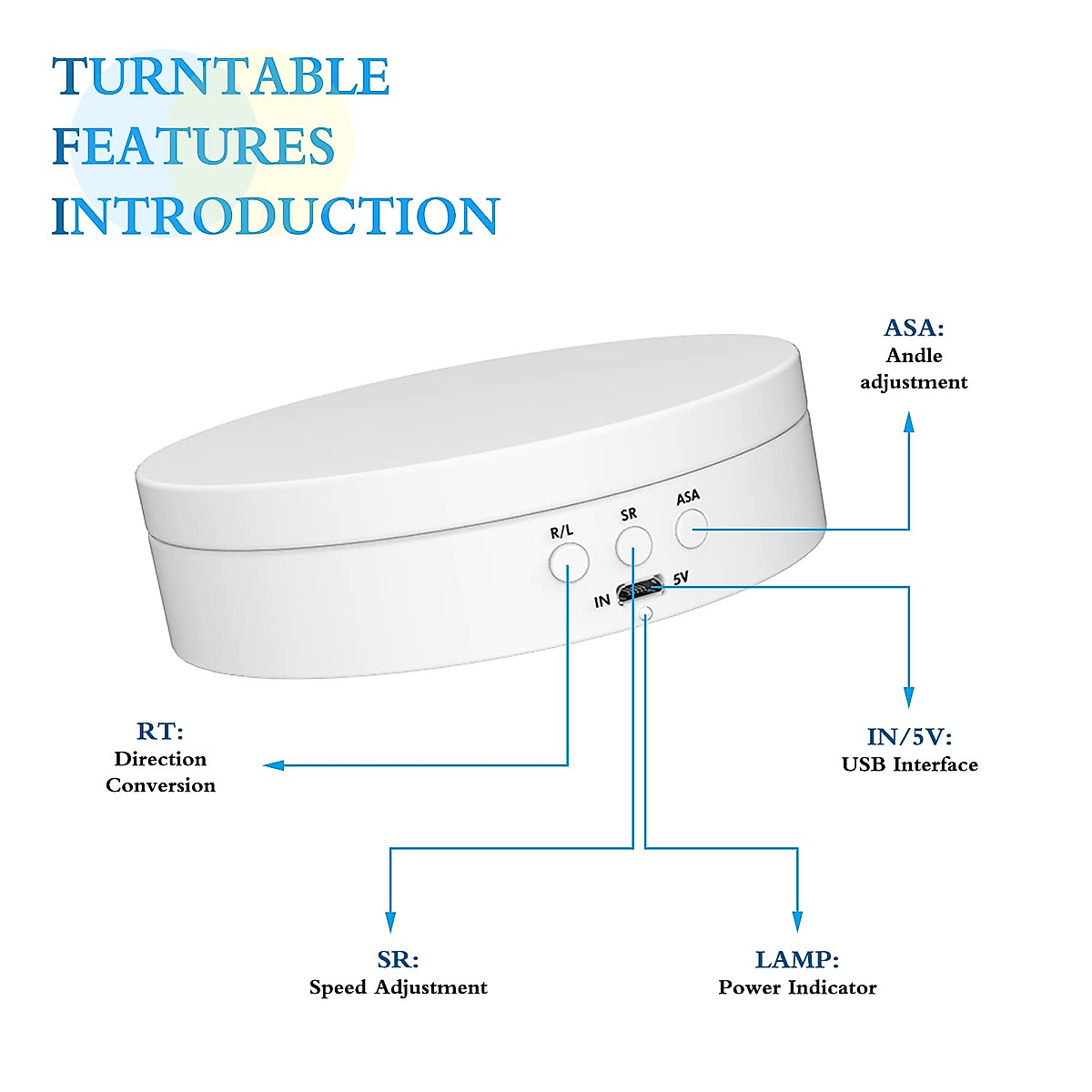 5.4 inch Electric Rotating Display Stand, 6.6 LbS 360 Degree Rotating Turntable Motorized Rotating Stand Display Table for Photography for Display Jewelry,Watch, 3D Models,Digital Product (White)