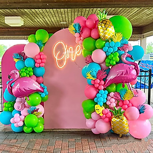 166Pcs Flamingo Tropical Balloon Garland Arch Kit, Fiesta Aloha Luau Hawaiian Summer Theme Hot Pink Green Pineapple Balloons For Birthday Baby Shower Bridal Wedding Bachelorette Party Decoration