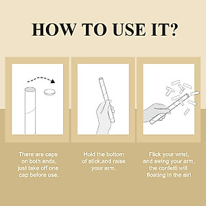 BATTIFE 8Pack Gold Confetti Sticks, Gold Metallic Confetti Poppers, Wedding Confetti Flick Flutter Shoots for Birthday Party, Graduation, Anniversary Parties Supplies, Square, 7.8inch