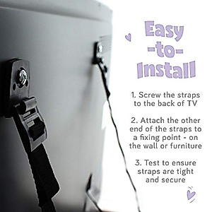 Baby Proof Furniture Safety Straps, Adjustable Wall Anchors and Earthquake Straps for Bookshelf and TV Stand, Baby Safety Products by Ashtonbee, Pack of 2