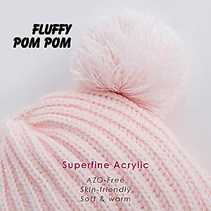 FURTALK Toddler Winter Hat Pom Beanie Fleece Lined Knit Hats for Baby Kids Boys Girls 1-3 Years