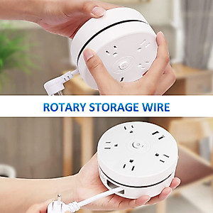 Happlee Retractable Surge Protector Power Strip 4 Widely Outlets 2 Fast Charging USB Ports (USB C USB A) PD 20W with Retractable Extension Cord, Wall Mount Travel Power Strip for Home Office Travel