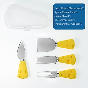 YJNSFT 4-Piece Cheese Knife Set, Stainless Steel Cheese Utensils Set, Spreader Knives and Butter Knife Fork, Cheese Board Accessories, Premium Knife Gift
