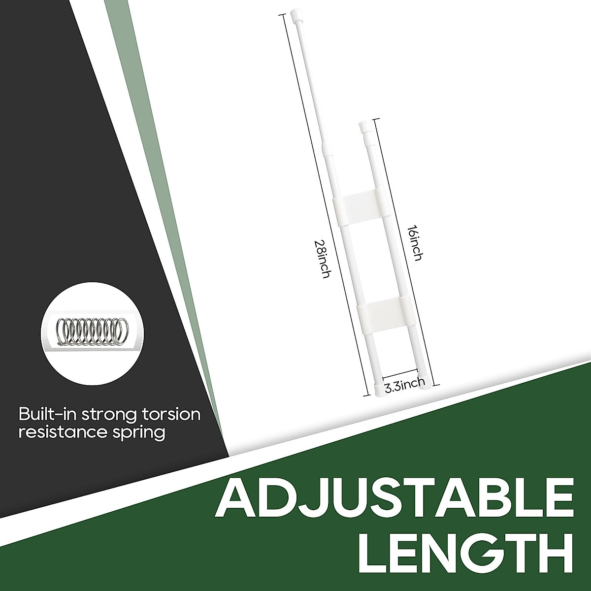 RVGUARD Double RV Refrigerator Bar Adjustable Fridge Tension Rod Holds Food and Drinks in Place Extends Between 16" and 28" for Camper Refrigerator, Kitchen, Cupboard, Bookshelf（2Sets）