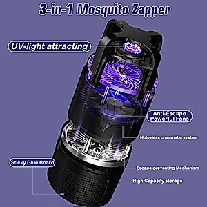 YOUNGDO Indoor Insect Trap Catcher & Mosquito Killer, Flies, Gnat, Moth, Bugs Trap Catch Insects Indoors with Suction, Bug Light & Sticky Glue (Black)