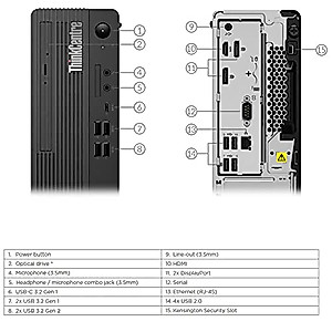 VCI Lenovo ThinkCentre M70s SFF, Intel (6 Core) i5-10400, 16GB RAM, 256GB SSD NVMe, Windows 10 Pro, DVD-Writer, Desktop Computer