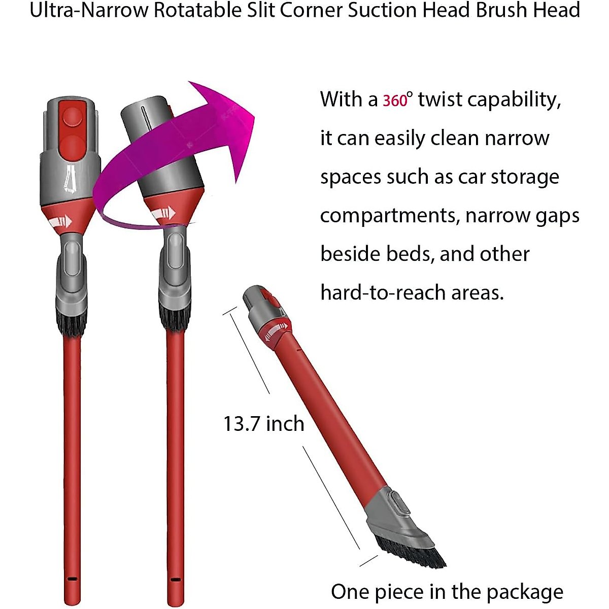 Replacement Attachments for Dyson V15 V12 V11 V10 V7 V8 Absolute Detect Traceless/Soft/Stiff Bristle Extension HoseBrush Crevice Tool