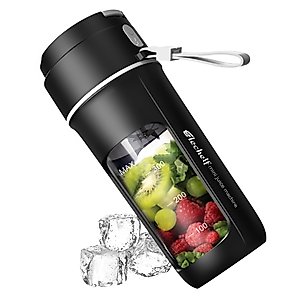Elechelf Portable Blender, Mini Blender For Shakes and Smoothies, Personal Blender USB Rechargeable, Fresh Juice Blender With 8 Blades, 12oz Handheld Blender For Kichen Ice (Black)