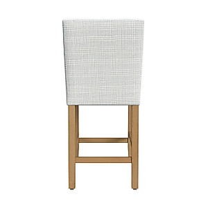 HomePop Home Decor | Classic Counter Height Bar Stools | 24 Inch Bar Stools | Decorative Home Furniture, Cream Mini Grid Pattern