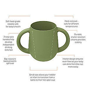 Silicone Training Cup for Infants and Toddlers - Heat Resistant, Two Handled Open Cup Safe for Baby | Helps Infant Develop Independent Drinking Skills Fast (Blue)