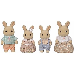 Calico Critters Milk Rabbit Family - Set of 4 Collectible Doll Figures for Children Ages 3+