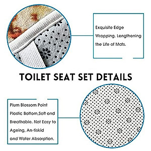 Forart 4 Pcs Rose Flower Shower Curtain Sets, Valentine's Day Decor with Non-Slip Rugs, Toilet Lid Cover and Bath Mat, Rose Curtain Bathroom Accessories Set (Ship from USA)