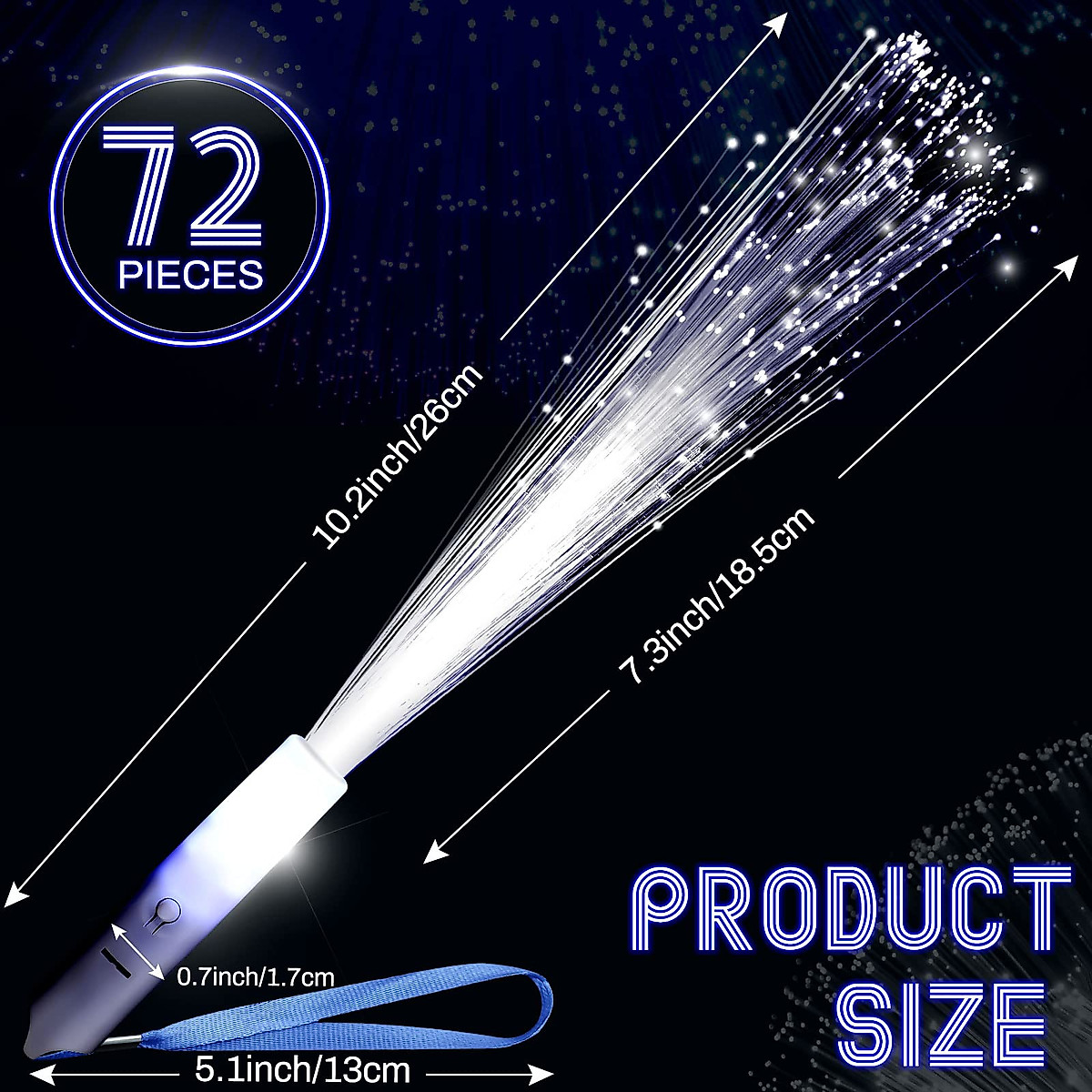 Jecery 72 Pieces White Fiber Optic Wands Glow Sticks LED Light up Wedding Wand with 3 Modes Flashing Sparklers for New Year Eve Birthday Wedding Bridal Shower Glow in The Dark Party Favors Supplies