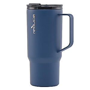 REDUCE 24 oz Hot1 Vacuum Insulated Mug for Hot Tea, Coffee and Other Hot Drinks - With Flo-Motion Lid and Handle, Single-Serve and Cupholder Friendly, Keeps Drinks Hot for up to 8 Hrs, Mineral Blue