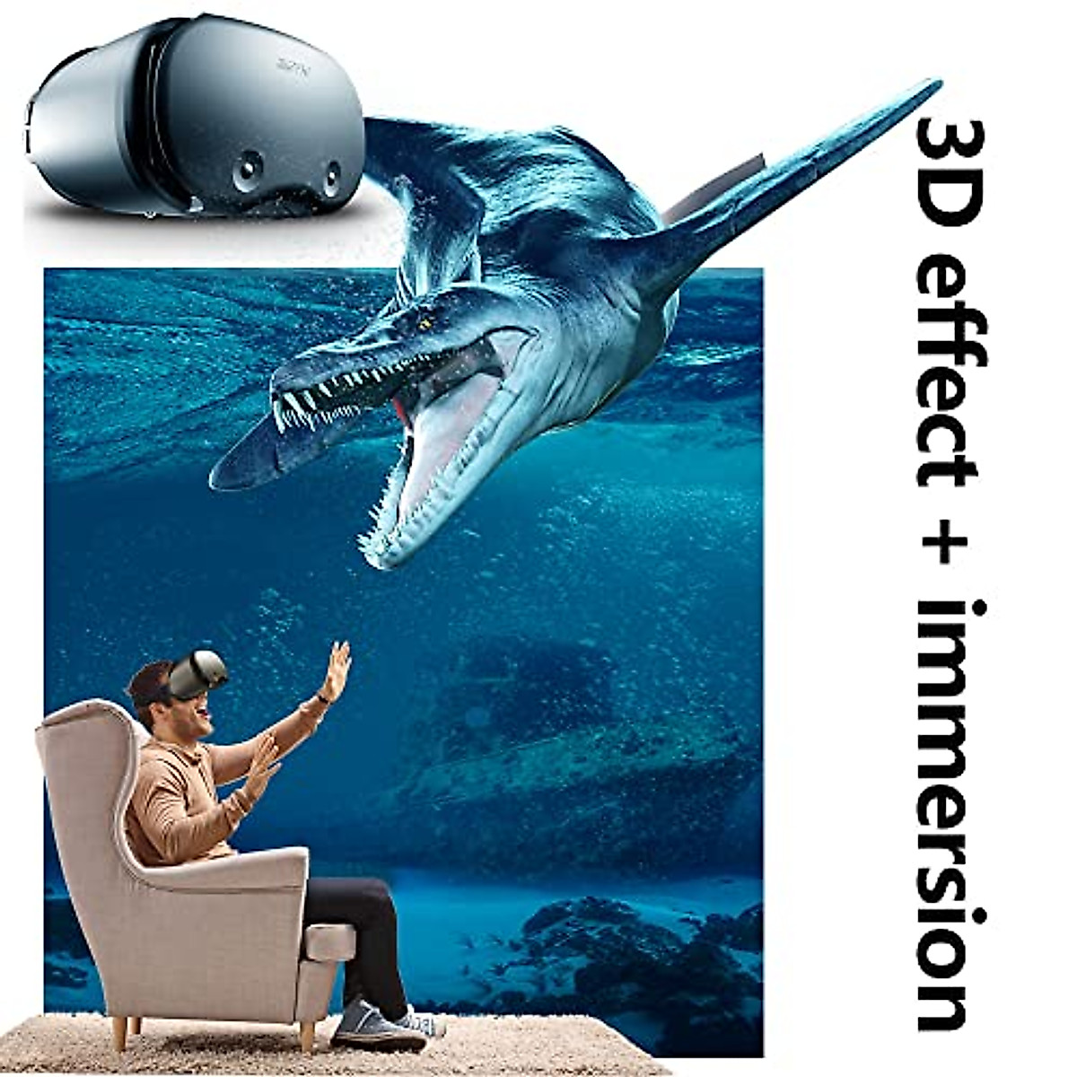 VR Headset Compatible for iPhone and Android Phone, Virtual Reality Glasses with Blu-ray Eye Protected Light & Small, Watch Movies, Video & Play Game, Support 4.7-7.0” Smartphone