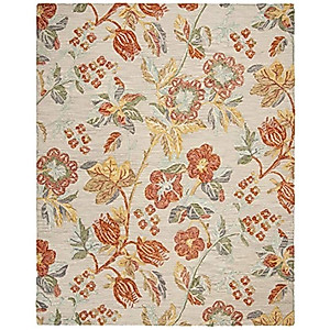 SAFAVIEH Blossom Collection 10' x 14' Grey/Red BLM458F Handmade Floral Premium Wool Living Room Dining Bedroom Area Rug