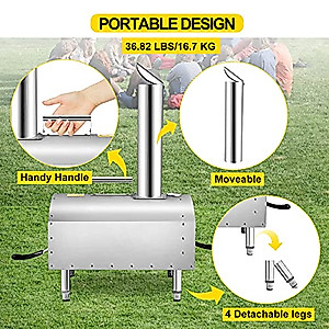 VEVOR Wood Fired Oven 12",Outdoor Pizza Oven with Foldable Legs,Stainless Steel Pizza Maker 932℉ Max Temperature,Wood Pellets Burning Pizza Oven with Accessories for Outside,Garden,Courtyard Cooking.