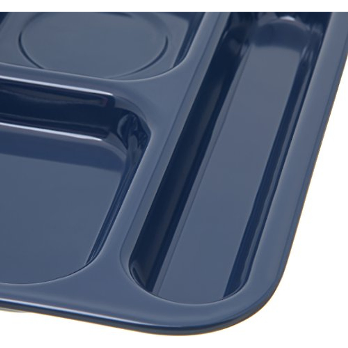 Carlisle FoodService Products Right Hand 6-Compartment Melamine Tray 14.5" x 10" - Dark Blue