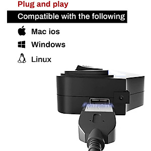 HOMELINKX SQUARE - USB HUB 3.0 Powered Splitter - External 7 Port High Speed Hub Splitter with 5V/2A Power Adapter Powered USB hub and Individual On/Off Switch for PC Laptop Desktop