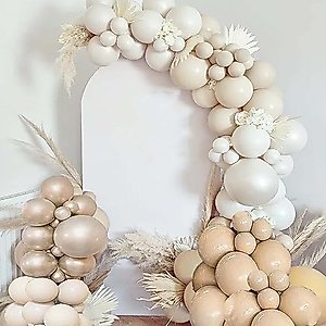 White Balloon Arch Kit,SCMDOTI Double Stuffed Pearl White Nude Neutral Balloon Garland Kit for Boho Party, Baby Shower Decoration, Birthday, Weddings, Neutral Gender Reveal Party Deco
