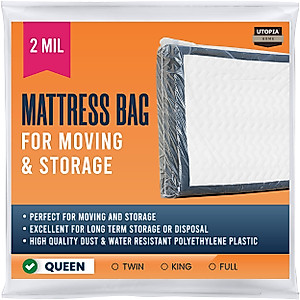 Utopia Home Mattress Bag for Moving Queen Size Mattress Storage Bag, Plastic Mattress Cover, Fits Mattresses up to 14 Inches