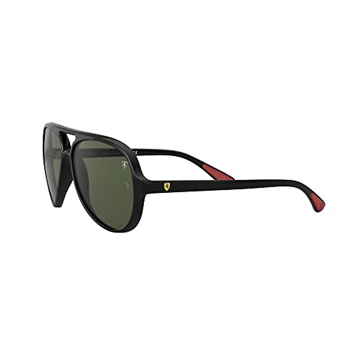 Ray-Ban RB4125M Scuderia Ferrari Collection Aviator Sunglasses, Black/G-15 Green, 57 mm