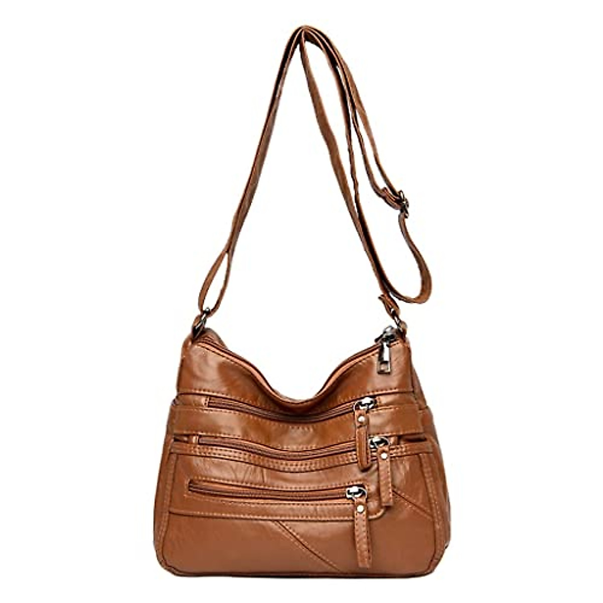 harayaa Retro Crossbody Bag for Women Shoulder Bag Soft PU Leather Handbags Purses multiple pocket Tote Bag, Brown