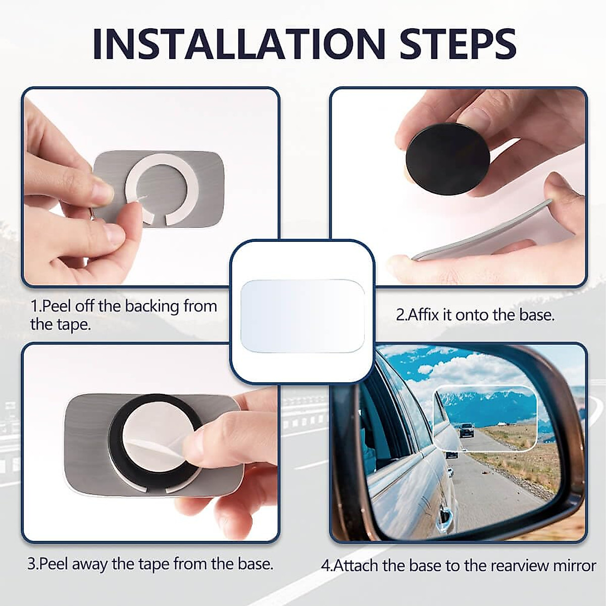 Blind Spot Mirror, Amfor HD Glass Convex Lens Frameless Adjustable Blind Spot Mirror for All Universal Vehicles Car Stick-on Design (2 PCS) (Rectangle)