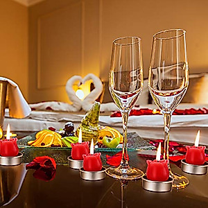 TecUnite 12 Pieces Rose Tealight Candles Handmade Delicate Rose Flower Candles for Valentine's Day Party Wedding Spa Home Decoration Gifts (Red)