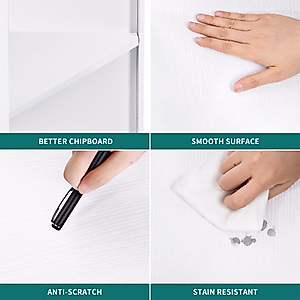 YITAHOME Corner Shelf Stand with Led Light, 5 Tier Corner Bookshelf and Bookcase, Wooden Open Corner Cabinet Display Storage Rack for Bedroom,Living Room, Dining Room, Home Office, Kitchen, White