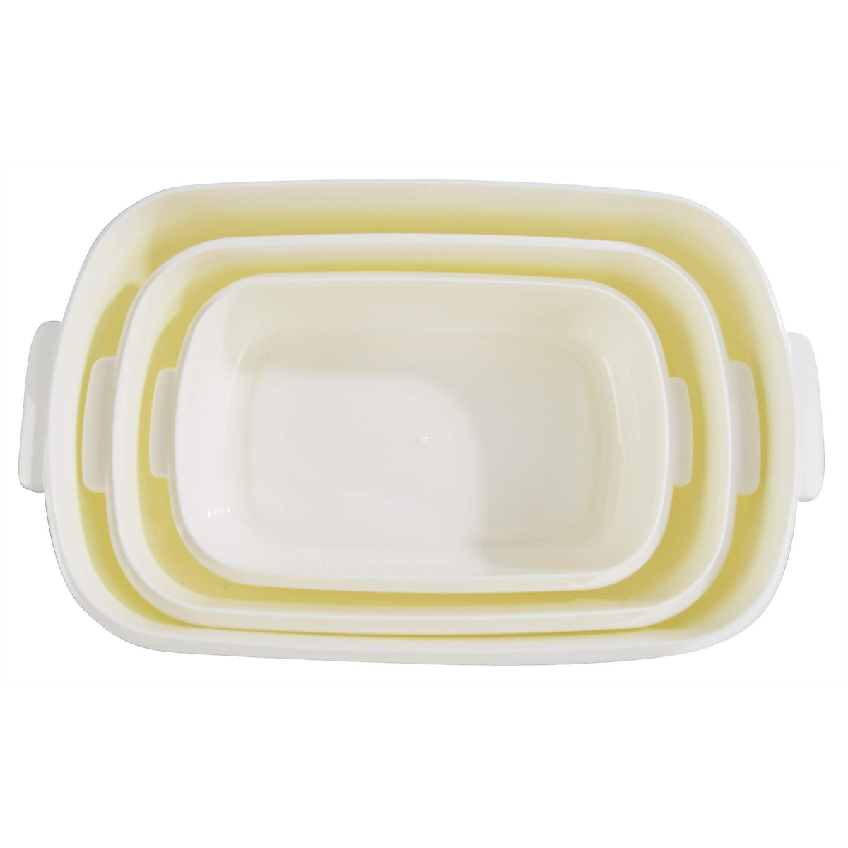 Home-X Rectangle Food Storage Containers, Microwave Cookware, Easy Storage – 21 oz / 27 oz / 81 oz Capacity - Set of 3 – Cream