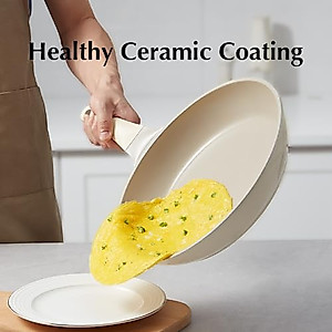 Redchef Ceramic Non Stick Frying Pans Skillet with Lid, 11.5 Inch Frying Pans Nonstick, Nonstick Frying Pan, Non Toxic, PFAS PFOA & PTFE Free, Dishwasher and Oven Safe, Compatible with All Cooktops