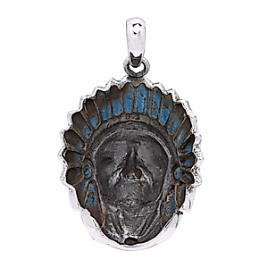 AeraVida Stylish Native American Style Simulated Blue Turquoise .925 Sterling Silver Pendant | Casual Pendant Unisex Jewelry | Jewelry Gift
