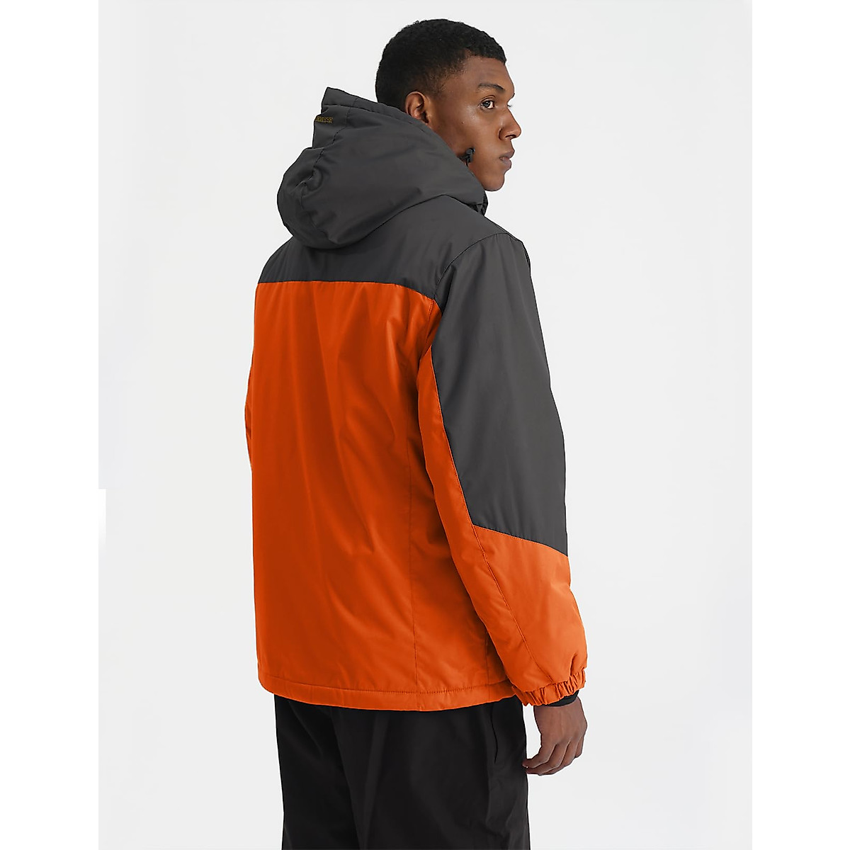 GEMYSE Men's Mountain Waterproof Ski Snow Jacket Winter Windproof Rain Jacket (Orange Grey,Small)