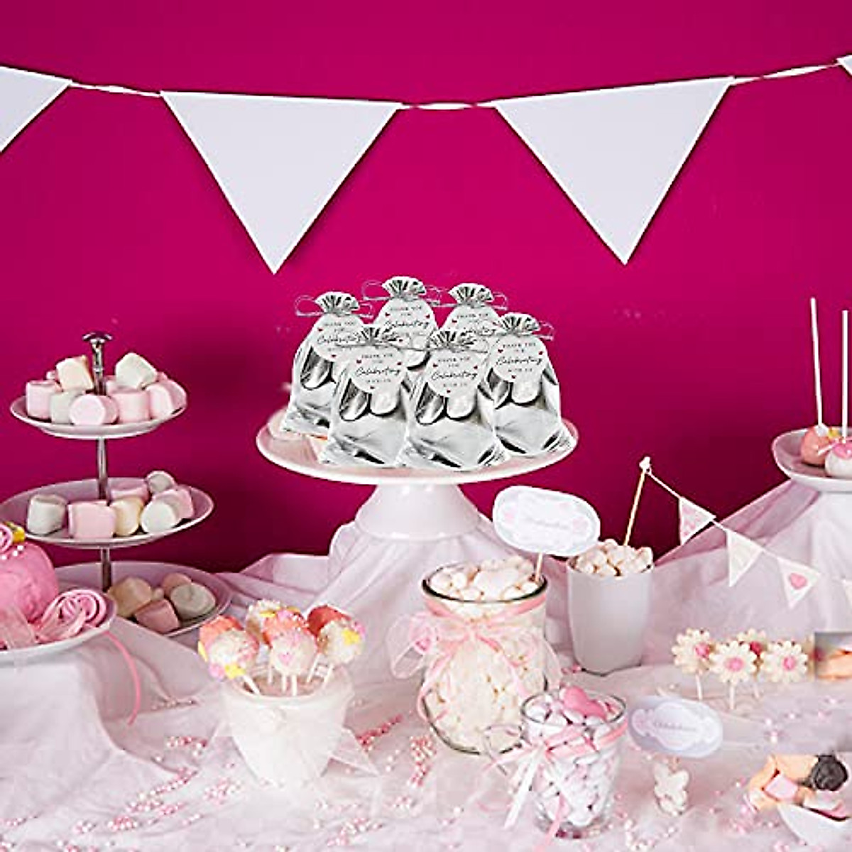 BEAVOING Pack of 50 5"x 7" Heavy Duty Silver Drawstring Organza Jewelry Pouches Wedding Party Christmas Favor Gift Candy Chocolate Bags(Silver, 5"x 7")