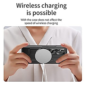 Narsbean Case for Samsung Galaxy Z Fold 3 2021, One-Piece Housing Z Fold 3 Case with Kickstand and Screen Protector, Full Protection (Black)