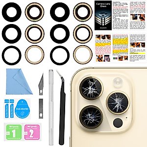 2PCS ASDAWN Back Rear Camera Lens Glass Replacement for iPhone 14 Pro Max and 14 Pro Camera Glass Lens Replacement with Pre-Installed Adhesive + Repair Tool Kit + Installation Manual