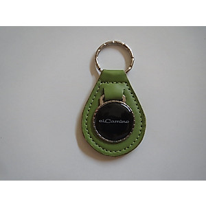 1959-1987 EL CAMINO SCRIPT LOGO EMBLEM LEATHER KEYCHAIN - GREEN