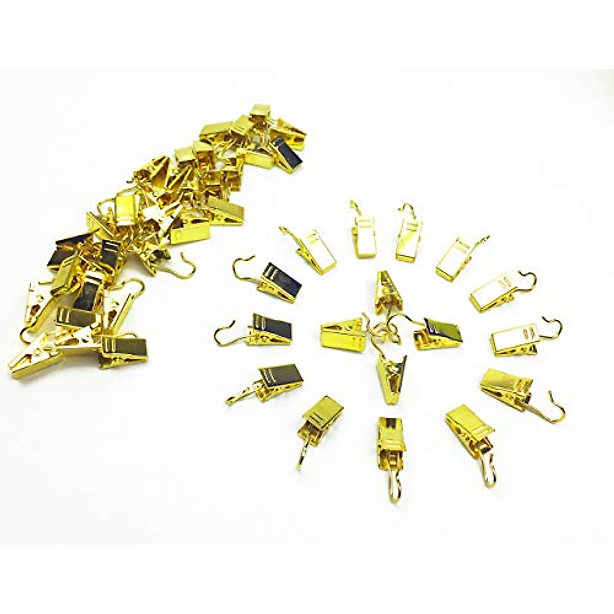 Hyamass 50pcs Metal Hook Clips Hanging Curtain Clip Hanger Wire Holder Home Decoration, Photos, Art Craft Display (Light Gold)