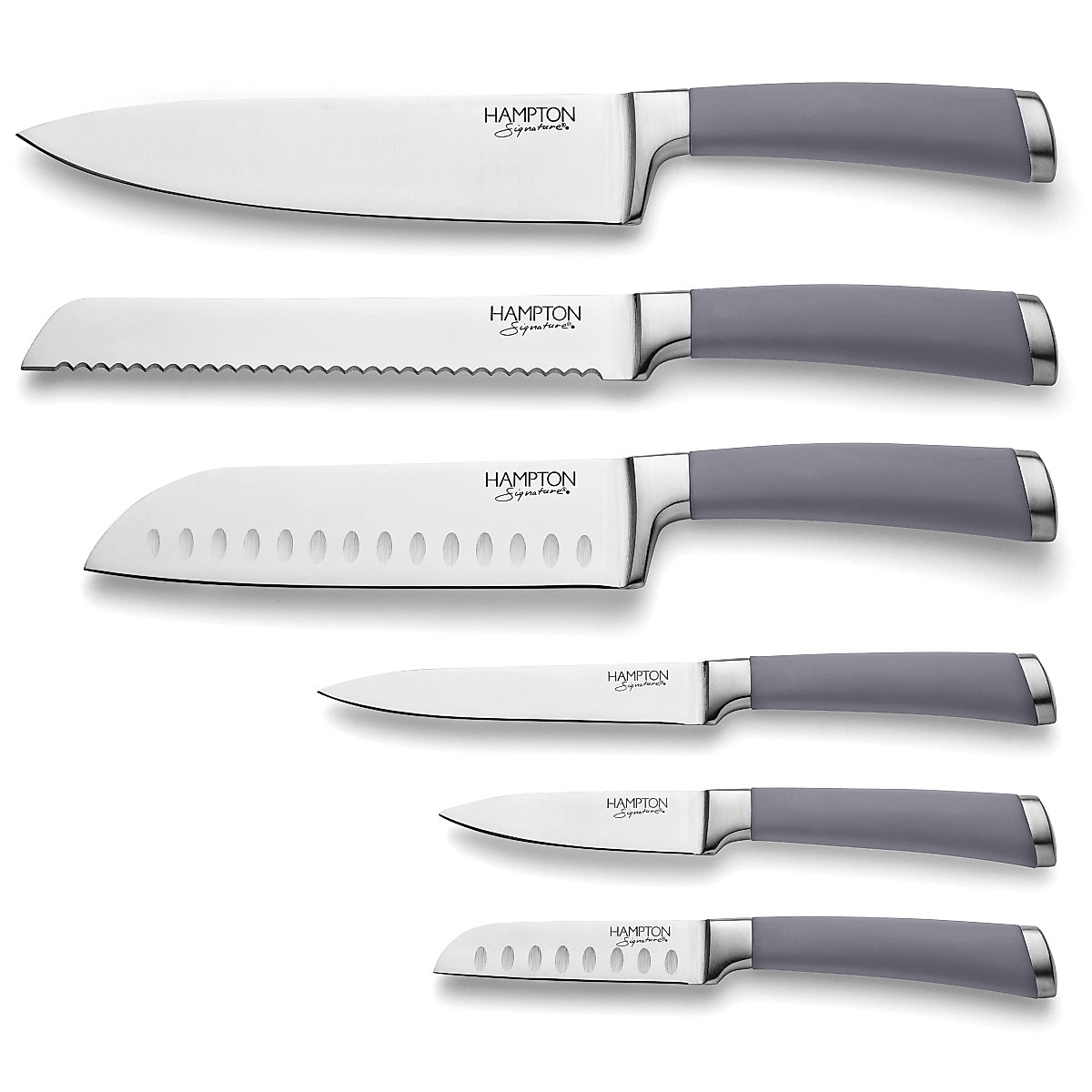 Hampton Forge Beton 7 Piece Textured Block with Knives, one size, Taupe/Grey