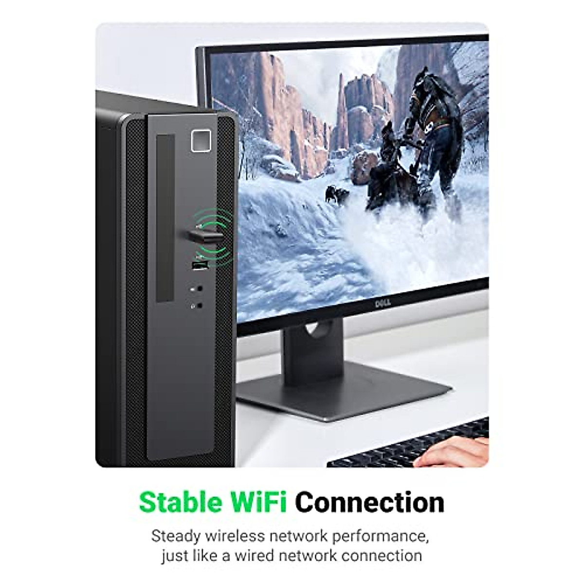 UGREEN AC650 USB WiFi Adapter for Desktop PC 5G 2.4G Dual Band WiFi Dongle Mini Wireless USB Computer Network Adapter Compatible with Windows 11 10 8.1 8 7