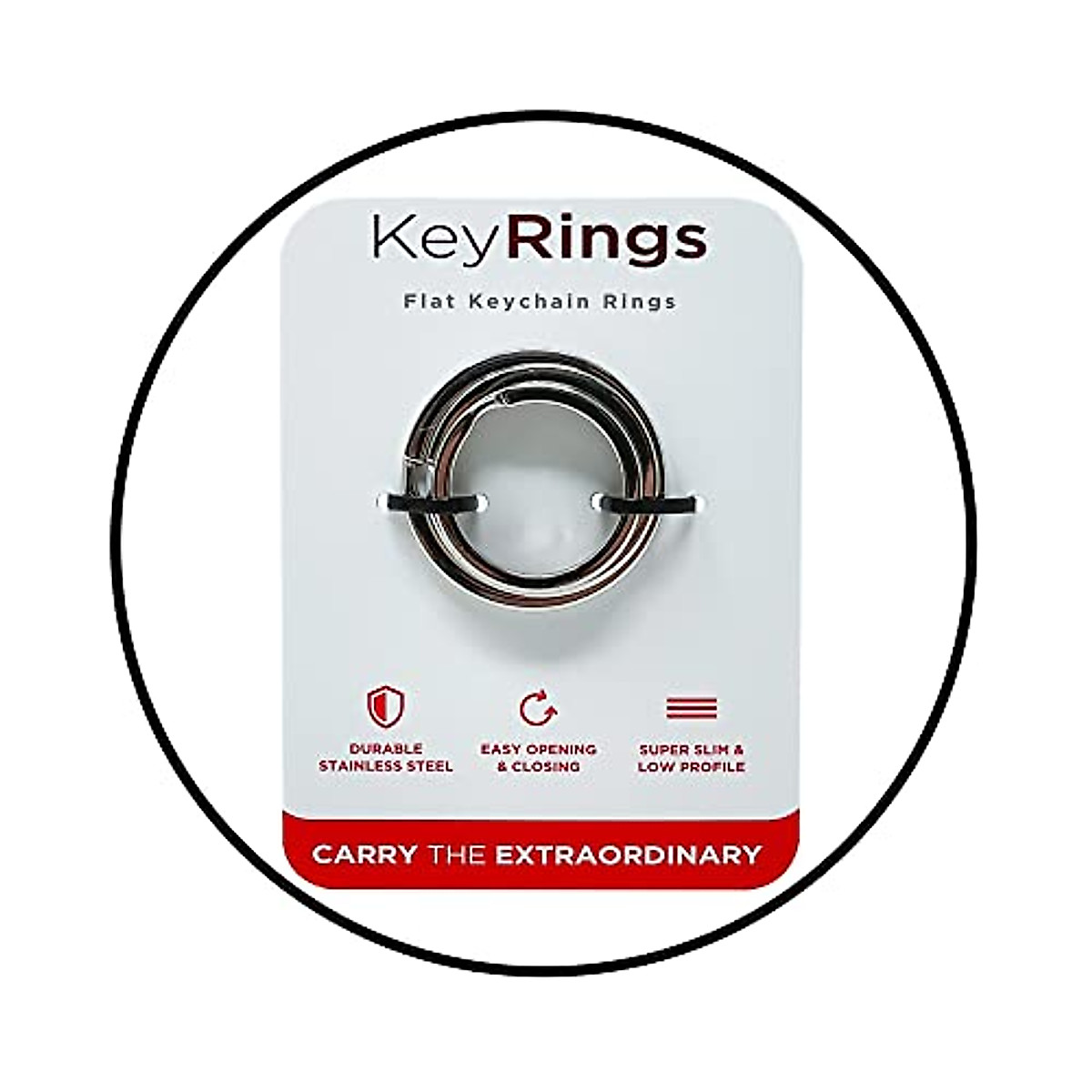 KeySmart Key Rings - Pack of 3 Flat Key Chain Rings for Key Attachment - Easy Opening and Closing Round Split Metal Key Rings for Keychains - Slim & Durable Large, Medium and Small Rings…