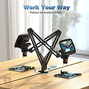 Hayve Microscope Arm Stand，Adjustable Metal Bracket with Clamp and Grommet Base，Coin Microscope Mount ，Compatible with Model DM4 DM9 MS2 MS1 MS3& Most 4.3'',7'' Digital Microscopes (1.65（for MS1,MS3)