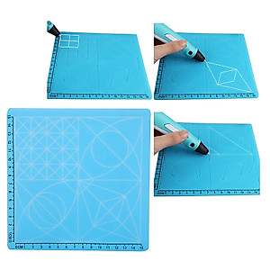 YILUFA 3D Printing Pen Silicone Pad Blue Copy Board Soft Mat Drawing Tool with Finger Caps,Material Silicone,Blue 170mm / 6.7in,